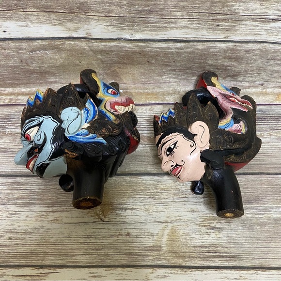 Vintage | Accents | Vintage 2 Indonesian Hand Carved Wood Stick Puppet ...